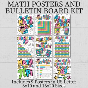 Math Classroom Bulletin Board Border Kit, Printable Retro Math ...