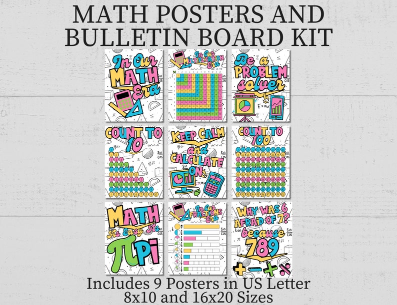 Math Classroom Bulletin Board Border Kit, Printable Retro Math ...