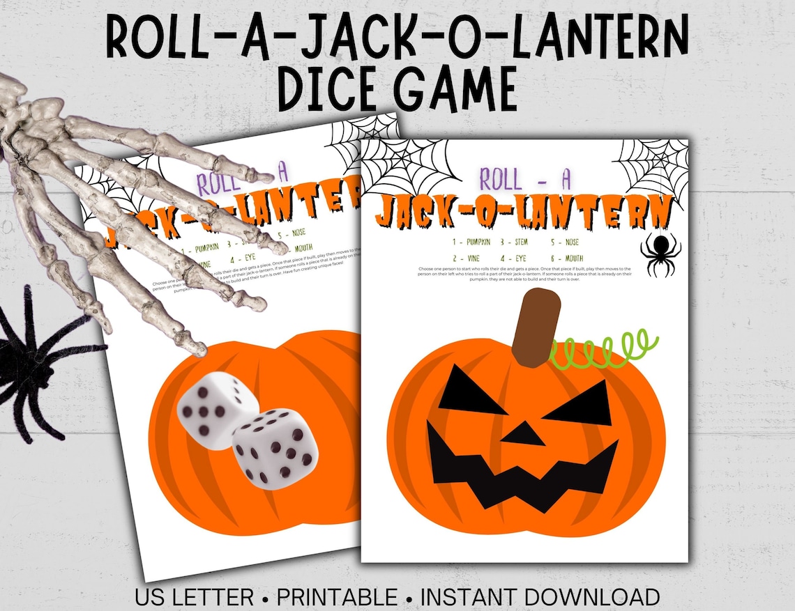 Printable Halloween Roll A Jack-o-lantern Dice Game, Roll A Pumpkin ...