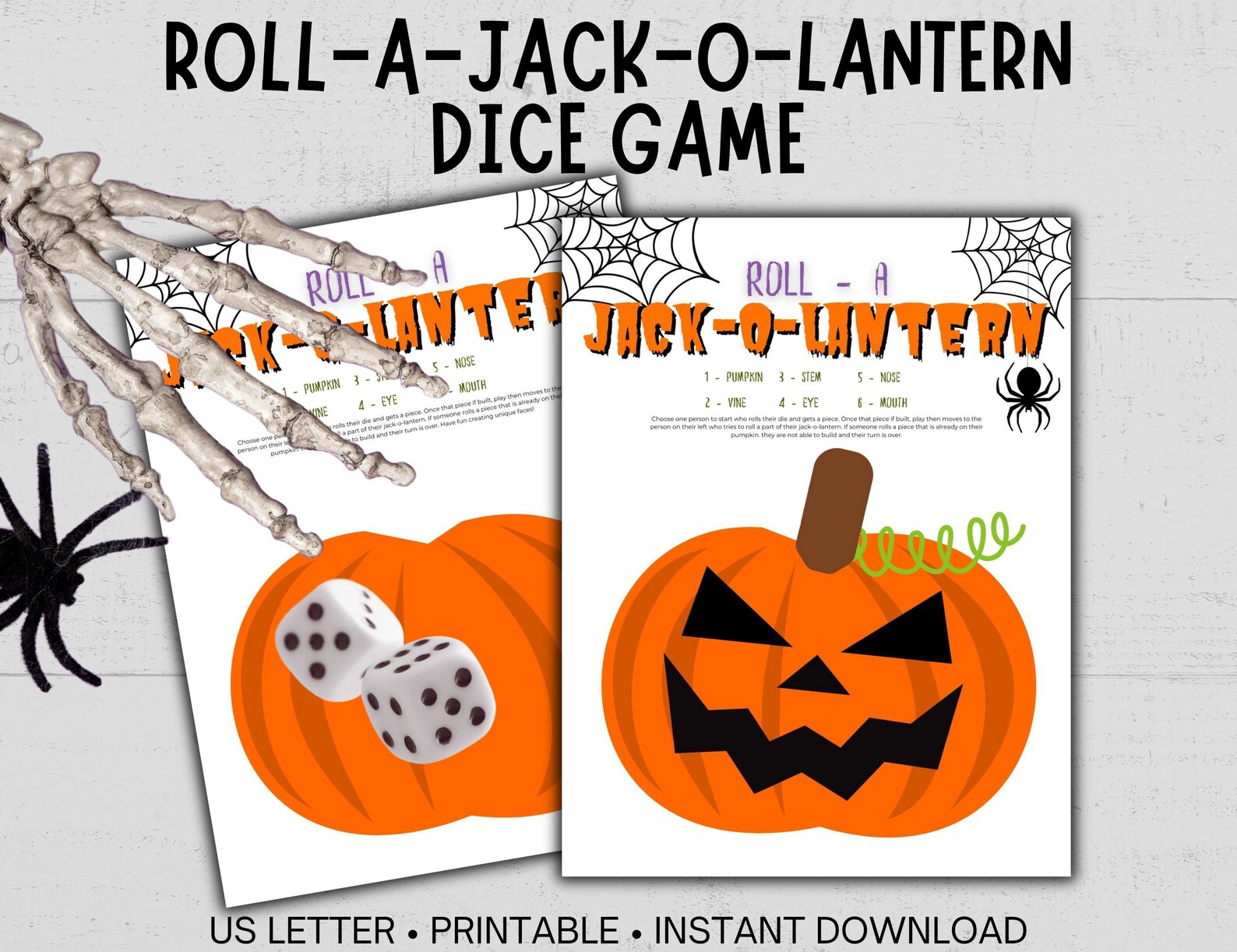 Printable Halloween Roll A Jack-o-lantern Dice Game, Roll A Pumpkin ...