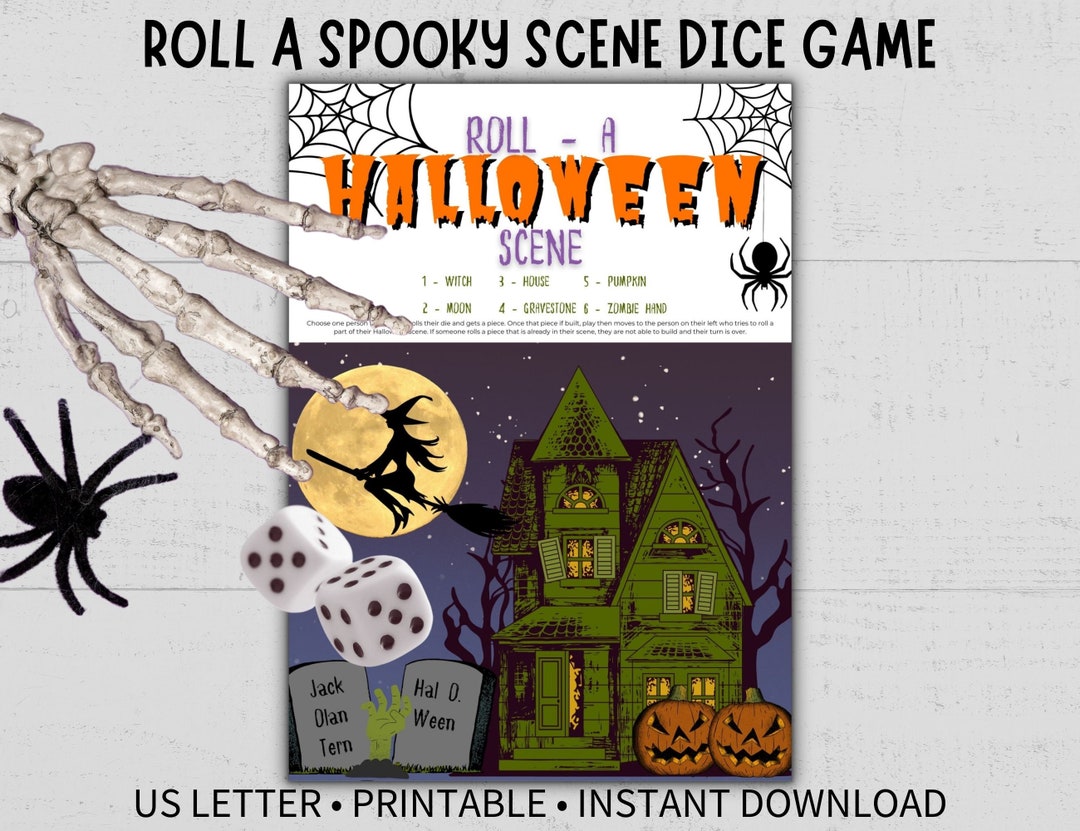 Roll A Spooky Scene Dice Game, Printable Last Minute Halloween Activity ...