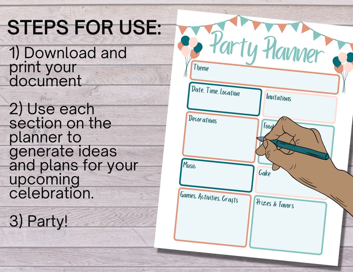 Simple Party Planner Worksheet Printable Birthday Planner - Etsy