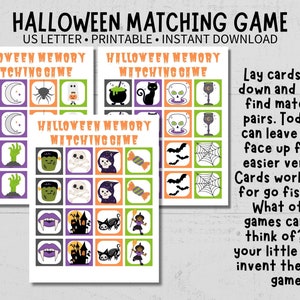 Halloween Memory Matching Card Game, Halloween Go Fish, Halloween Card ...