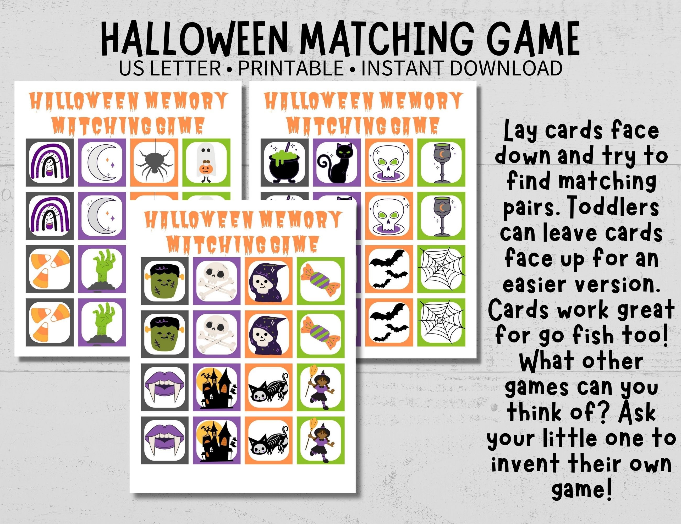 Halloween Memory Matching Card Game, Halloween Go Fish, Halloween Card ...