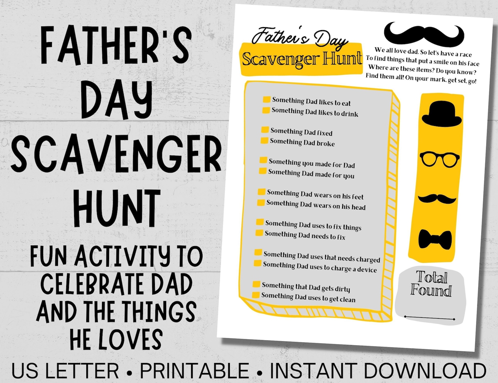 Father's Day Printable Scavenger Hunt, Fun Competitive Game for Kids ...