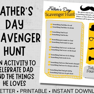 Father's Day Printable Scavenger Hunt, Fun Competitive Game for Kids ...