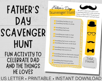 Father's Day Scavenger Hunt Printable Scavenger Hunt Father's Day Game ...