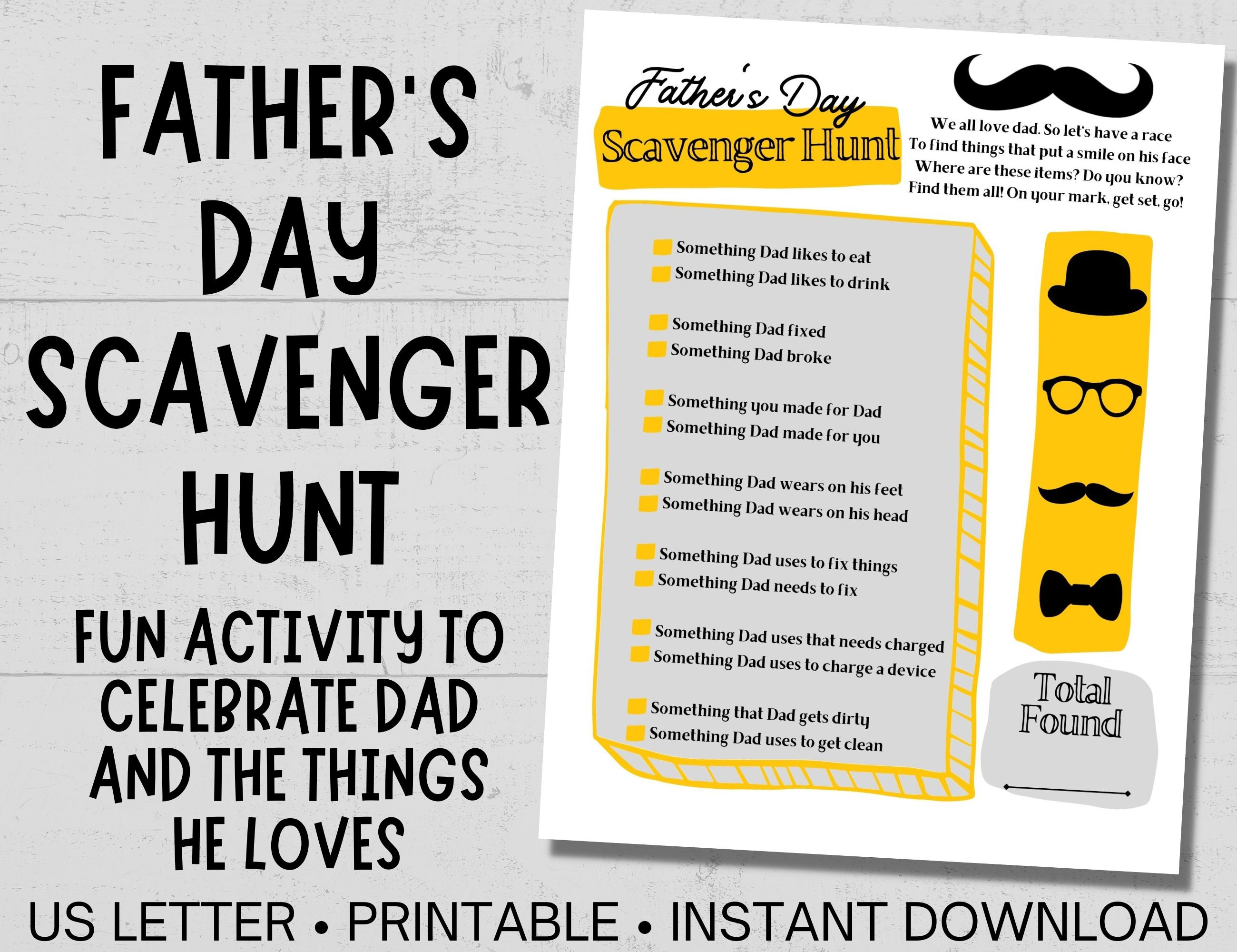 Father's Day Printable Scavenger Hunt, Fun Competitive Game for Kids ...