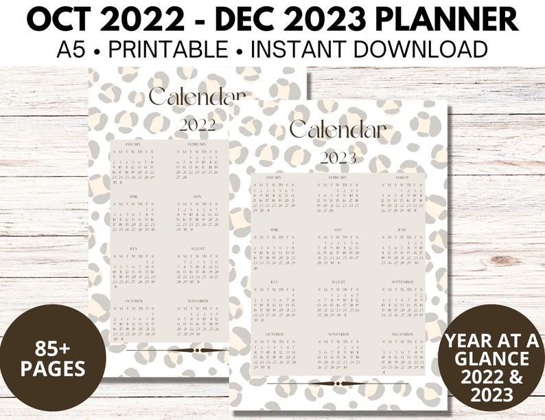 Printable Leopard Print A5 Planner Instant Download Monthly - Etsy