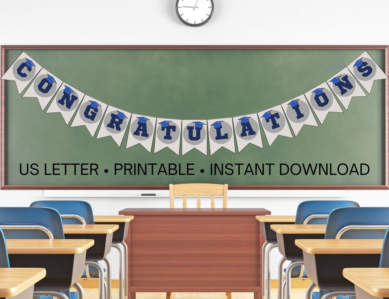 Printable Graduation Banner, Congratulations Class of 2024 Pennant ...