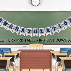 Printable Graduation Banner, Congratulations Class of 2024 Pennant ...