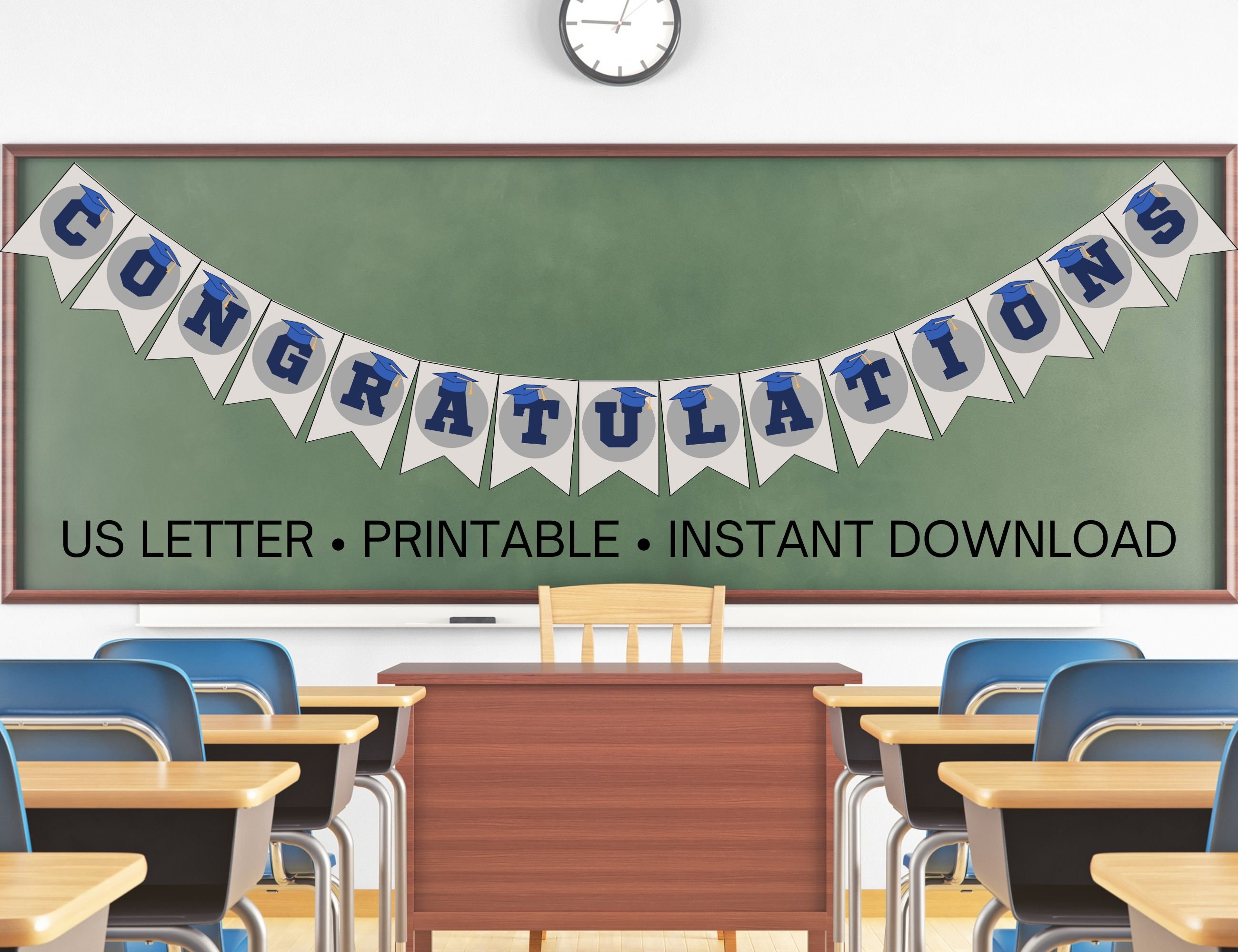 Printable Graduation Banner, Congratulations Class of 2024 Pennant ...