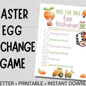 Printable Easter Egg Exchange Game, Easter Dice Game, Easter Party Game ...