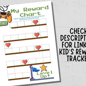 Gamer Chore Chart for Kids, Printable Responsibility Tracker and Reward ...