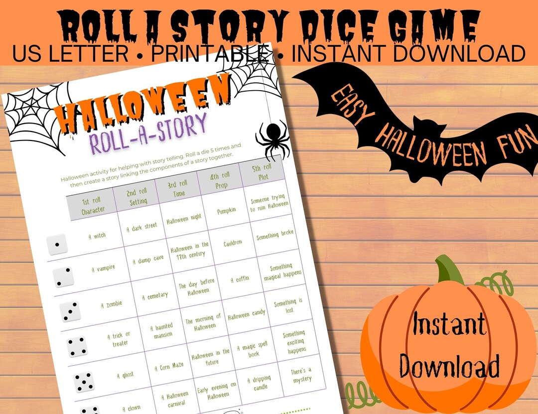 Halloween Roll A Story Dice Game Printable Creative Story - Etsy