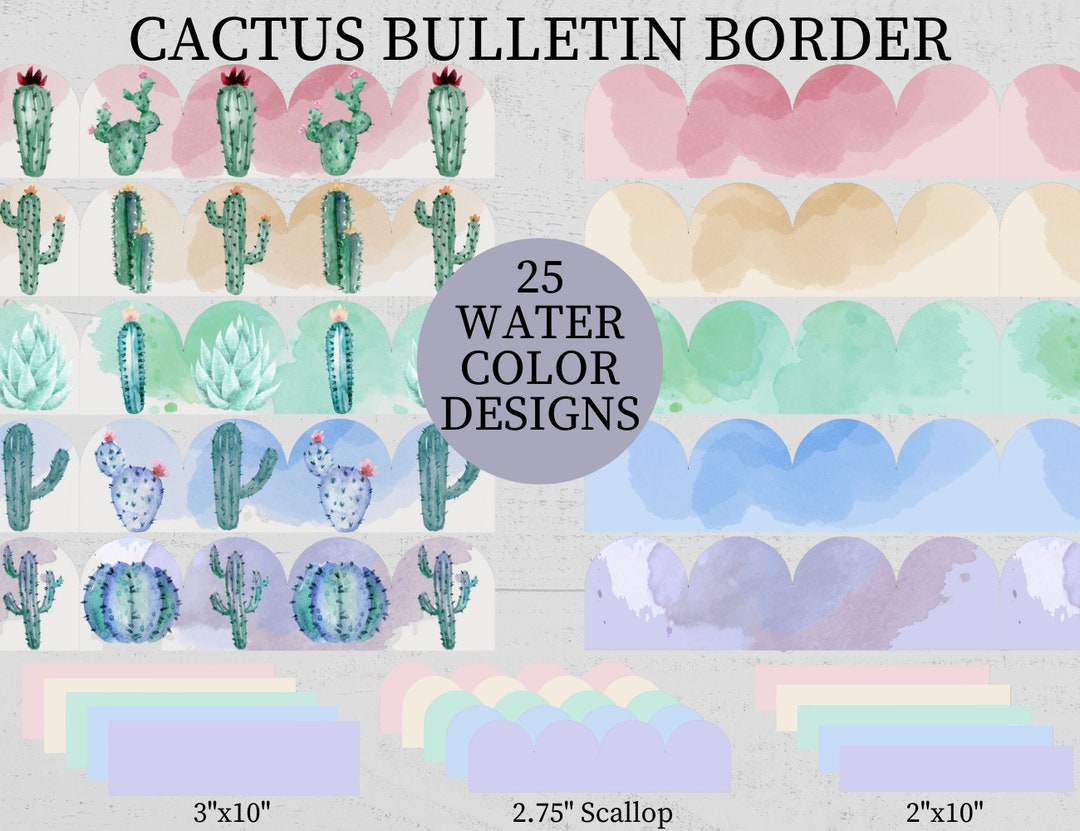 Watercolor Classroom Bulletin Board Border Kit, Printable Succulent ...