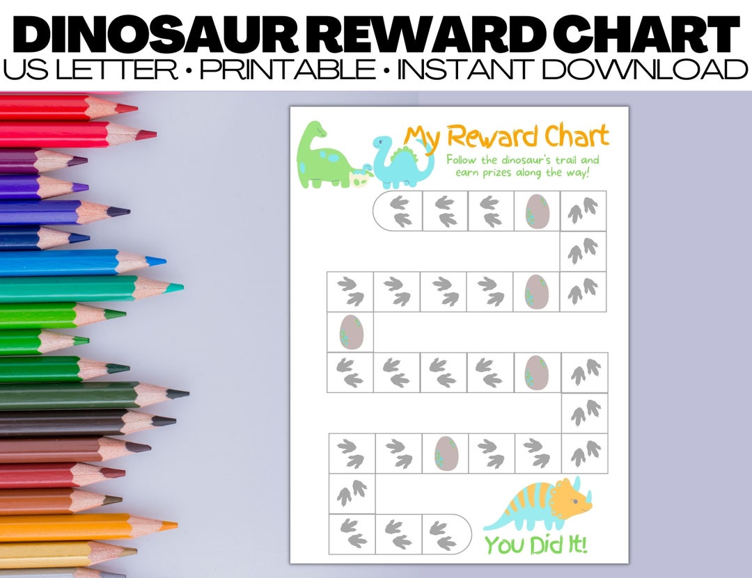 Printable Dinosaur Rewards Chart for Kid's Behavior Routine and Chores ...