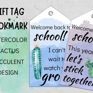Cactus Succulent Back to School Gift Tags, Bookmark to Start the School ...