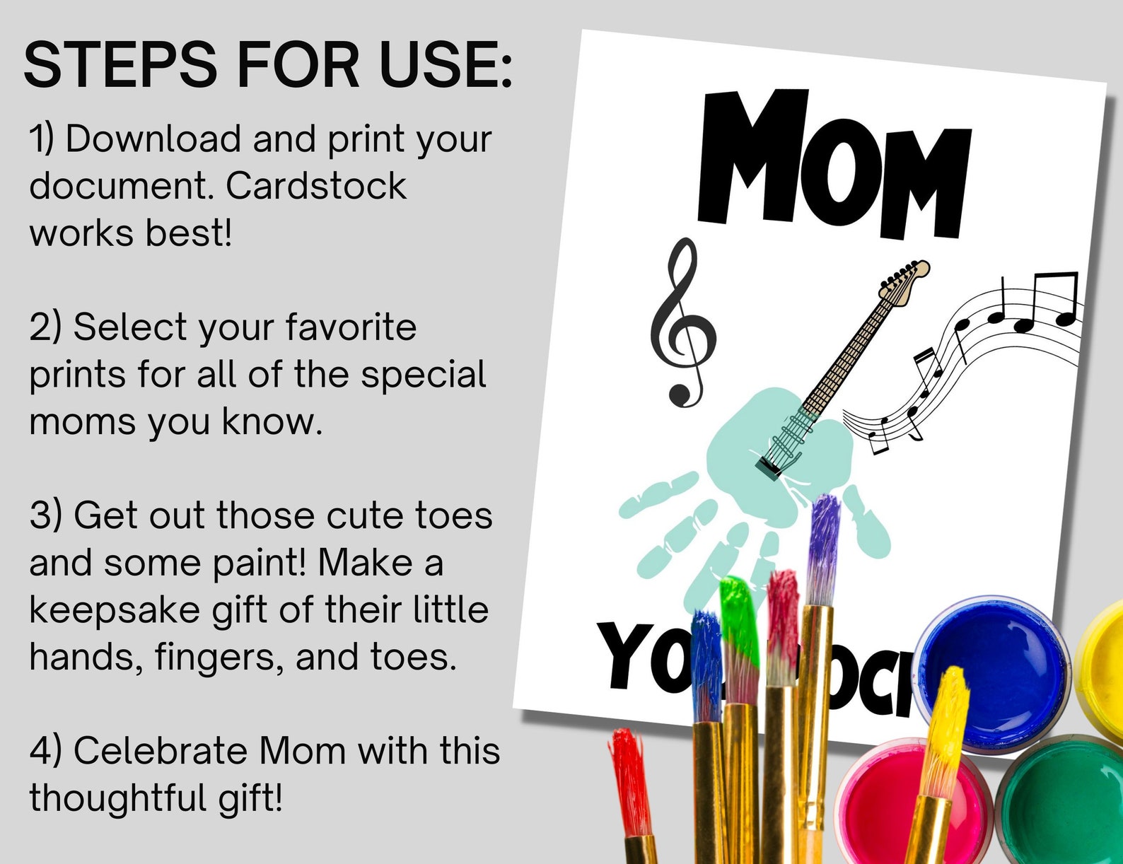 Mother's Day Handprint Gift, Printable DIY Present for Mom, Handprint ...