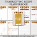 Printable Recipe Planner Book, Thanksgiving Recipe Cards, Thanksgiving ...