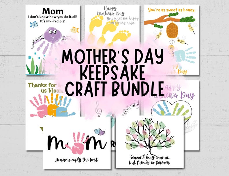 Mother's Day Handprint Craft, Toddler Keepsake Gift for Mom, DIY ...