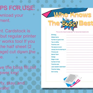 Printable Office Party Game, Who Knows the Boss Best Activity for Work ...