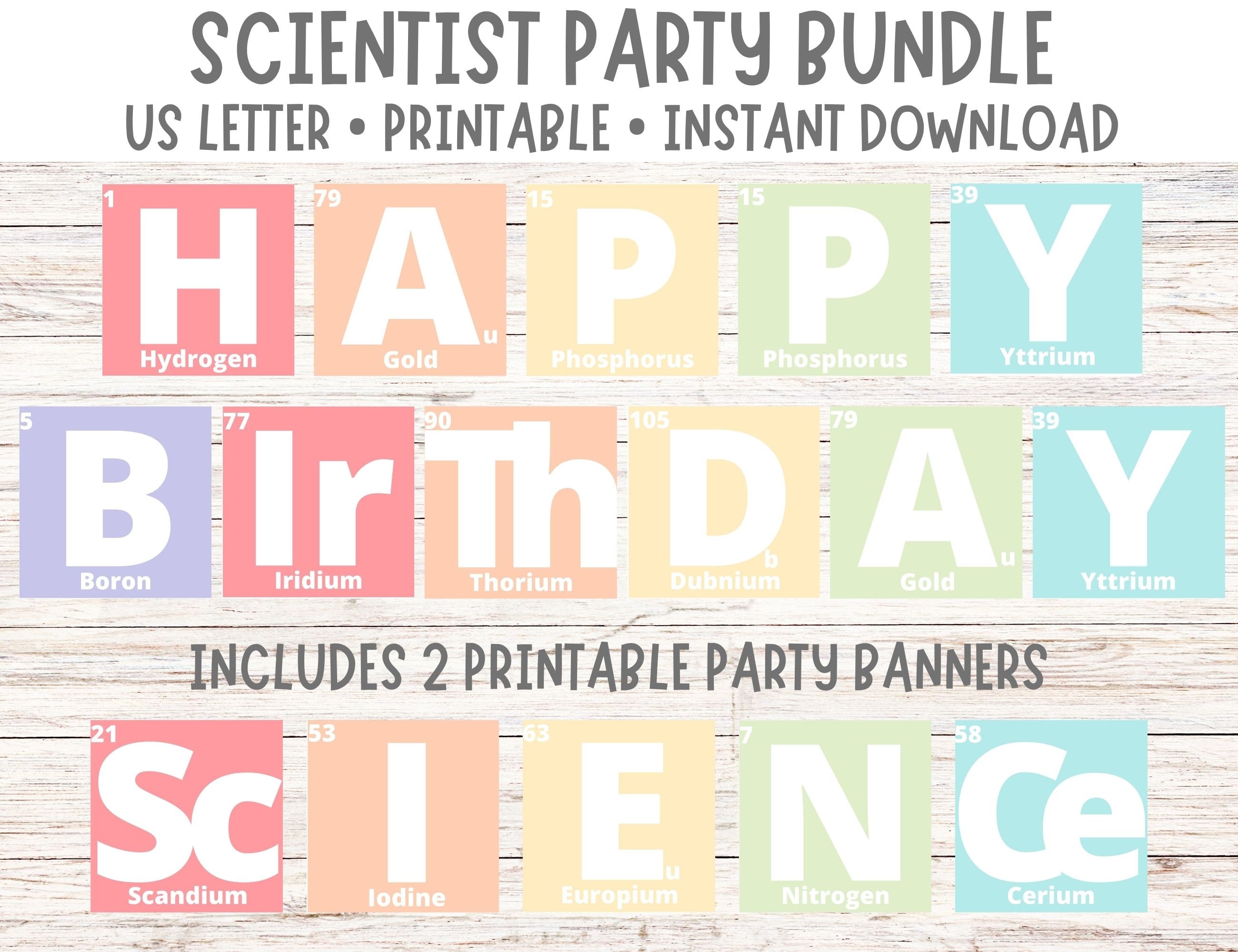 Printable Science Party Bundle, Kid's Scientist Birthday Party Pack ...