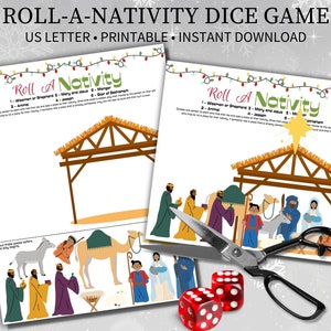 Printable Roll A Nativity Christmas Dice Game, Religious Christmas Kids ...