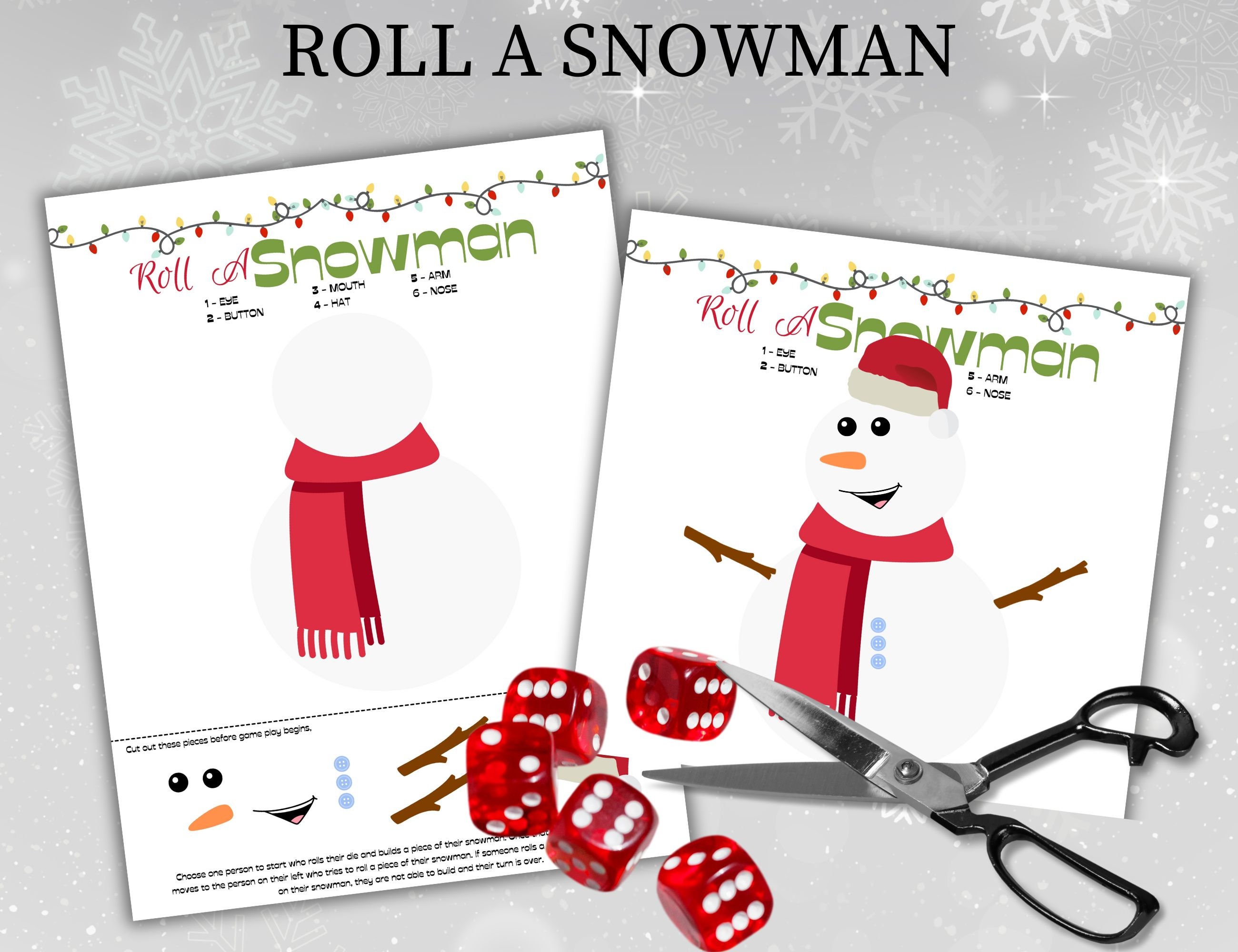 Christmas Dice Game Bundle, Roll A Snowman, Roll A Nativity, Roll A ...