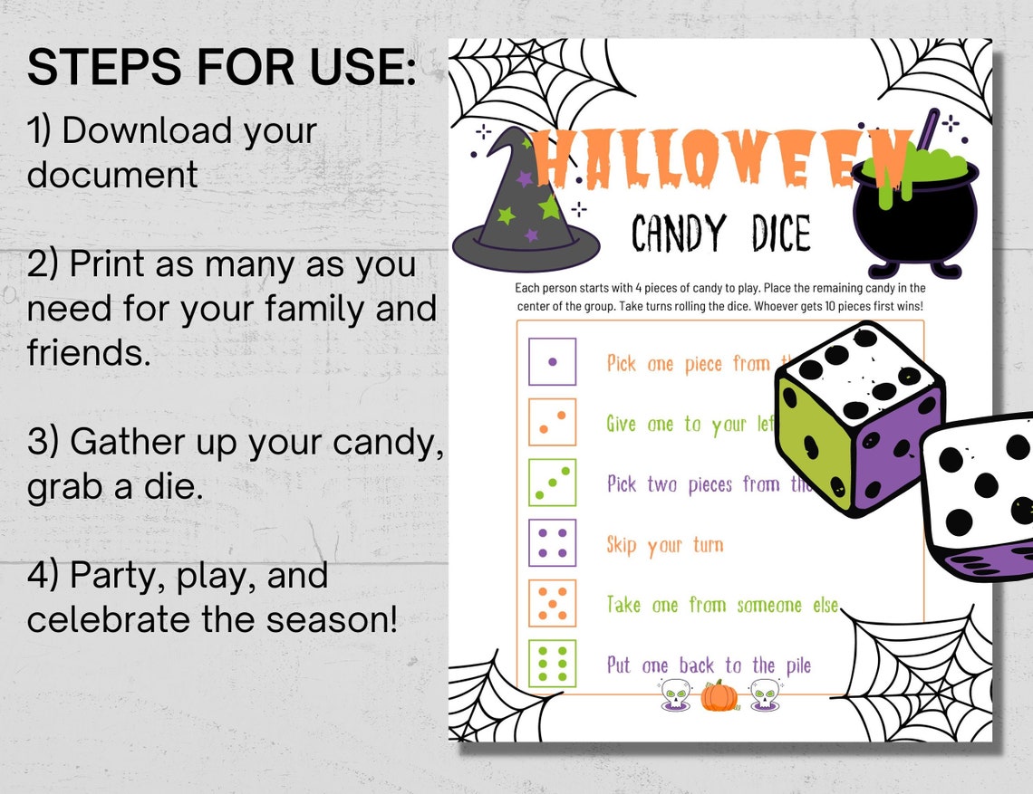 Halloween Candy Dice Game Trick or Treat Activity Halloween Party Game ...