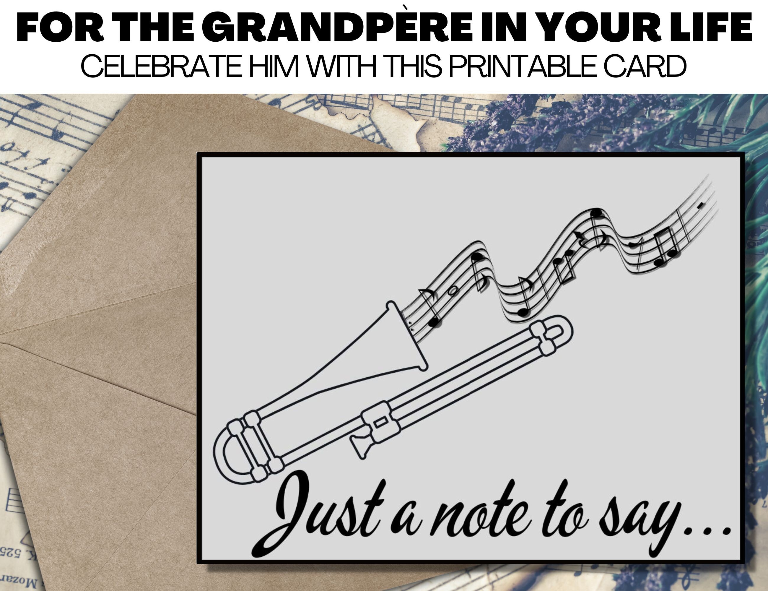 Printable Grandpere Father's Day Card, Last Minute Card for Musical ...