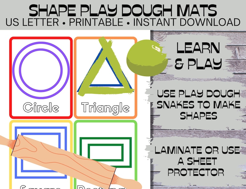Printable Shape Play Dough Mats Dry Erase Shape Recognition - Etsy