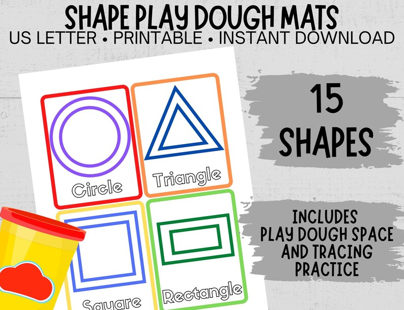 Printable Shape Play Dough Mats, Dry Erase Shape Recognition Practice ...
