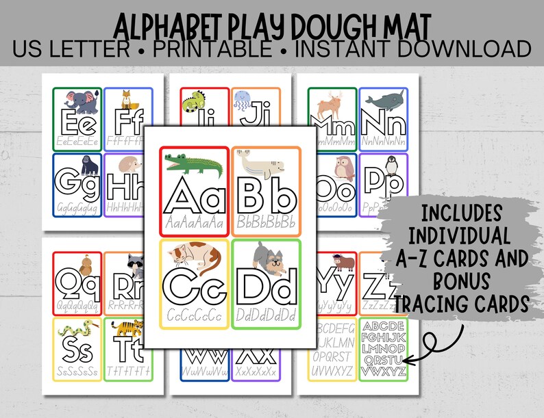 Printable Animal Alphabet Play Dough Mats Dry Erase Letter - Etsy