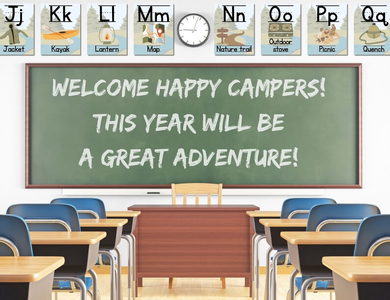 Alphabet Posters, Happy Camper Back to School Classroom Signs, Great ...