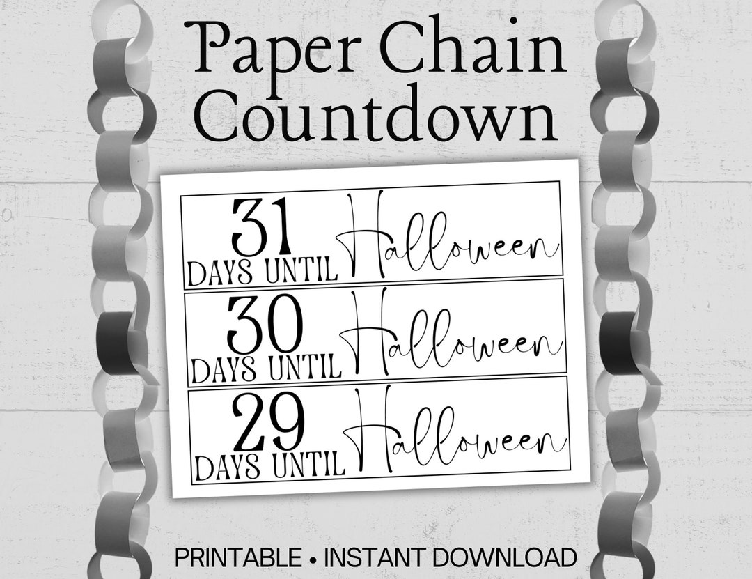 Printable Halloween Countdown, Minimalist Paper Chain Advent Calendar ...