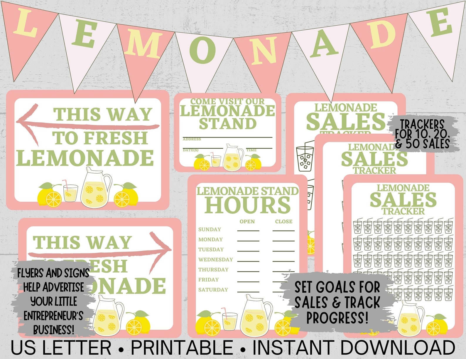 Printable Lemonade Stand Kit, Pretend Play Bundle, Dramatic Play ...