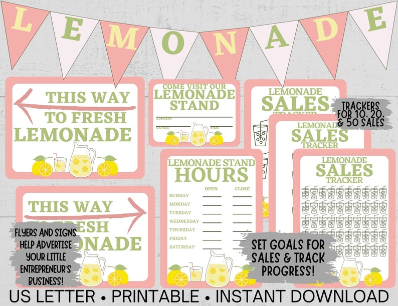 Printable Lemonade Stand Kit, Pretend Play Bundle, Dramatic Play ...