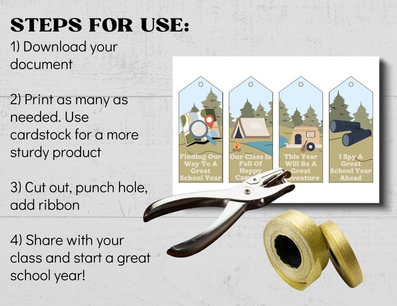 Camping Back to School Gift Tag, Bookmarks to Start the School Year off ...