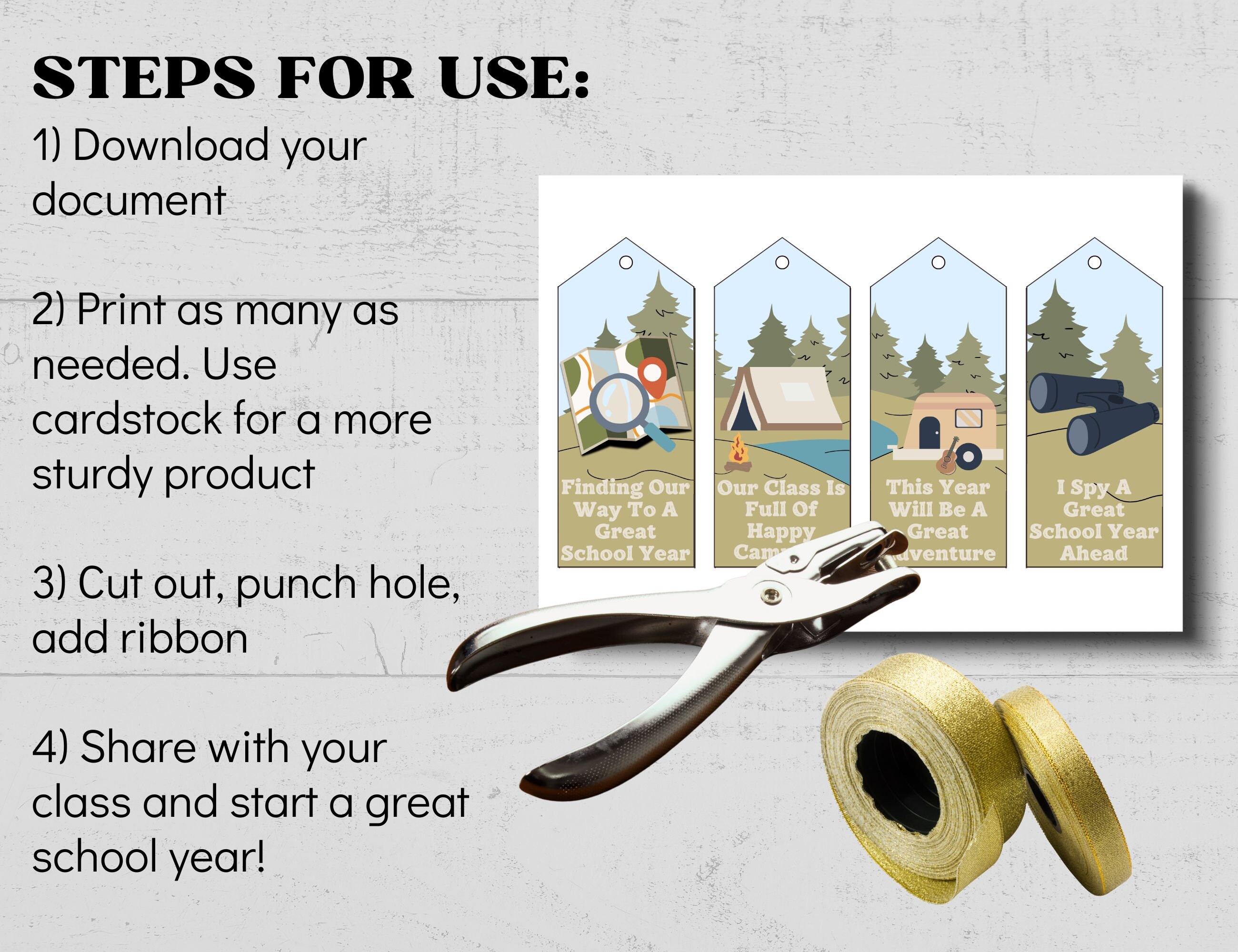 Camping Back to School Gift Tag, Bookmarks to Start the School Year off ...