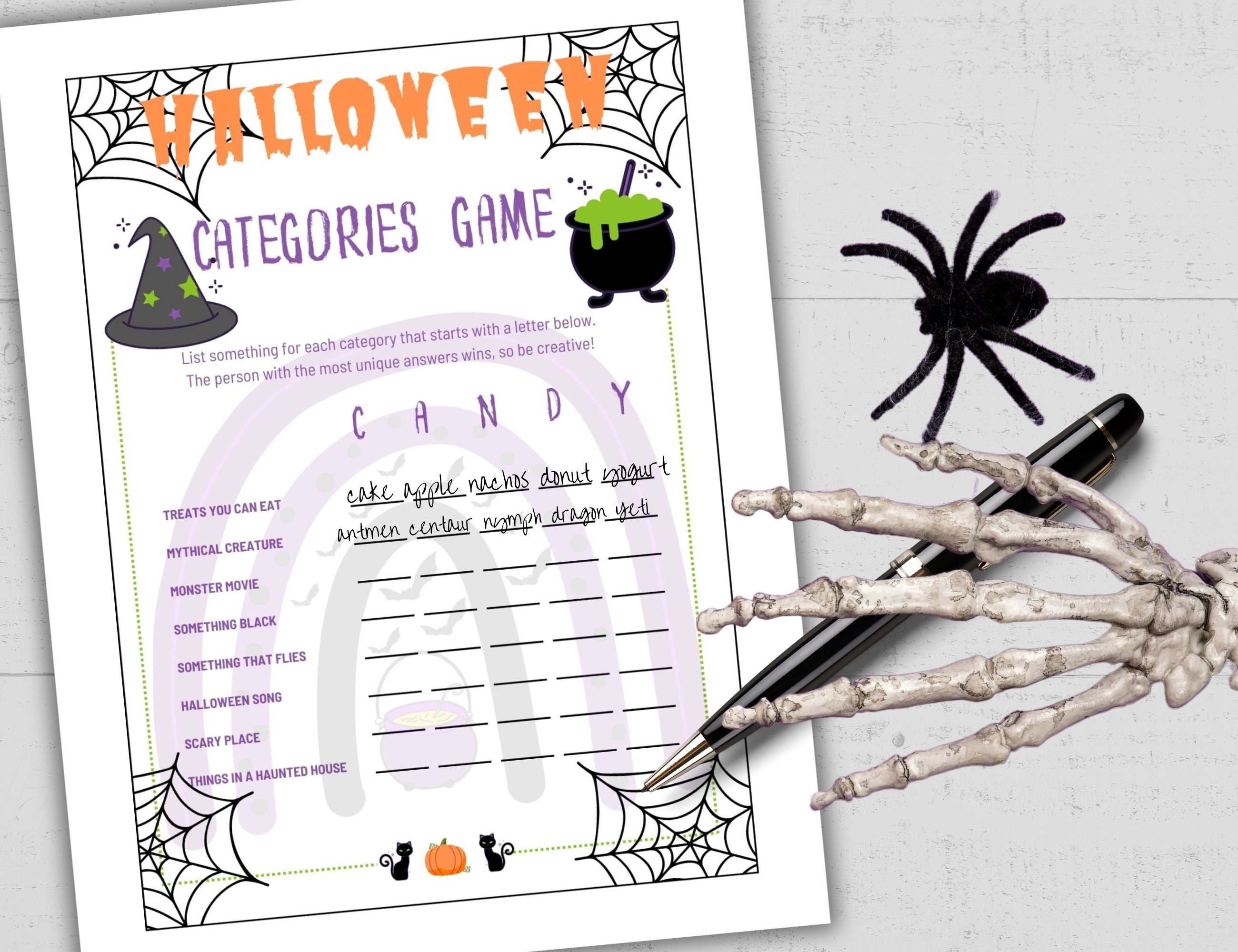 Halloween Think Fast Game Printable Categories Family Fun - Etsy