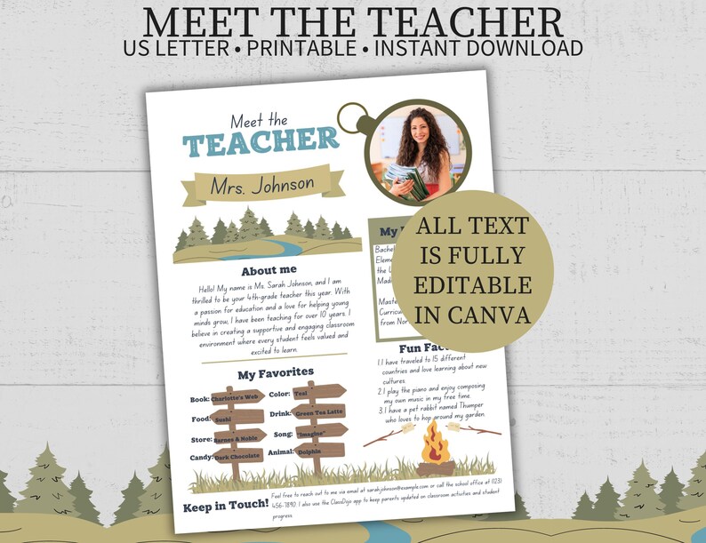 Happy Camper Back to School Templates, Meet the Teacher Flyer, Welcome ...