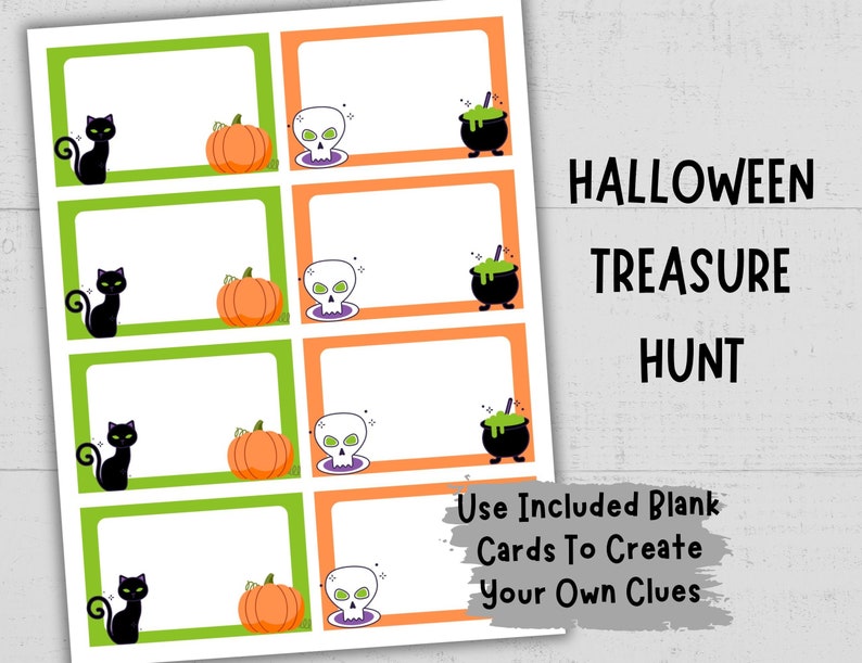 Printable Halloween Treasure Hunt Clues, Indoor Spooky Scavenger Hunt ...