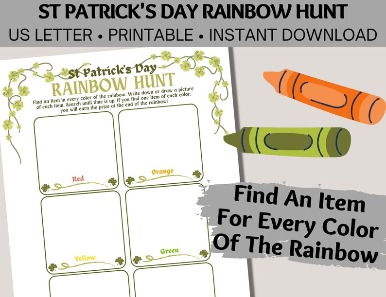 Printable St Patrick's Day Scavenger Hunt Bundle, Coloring St Patty's ...