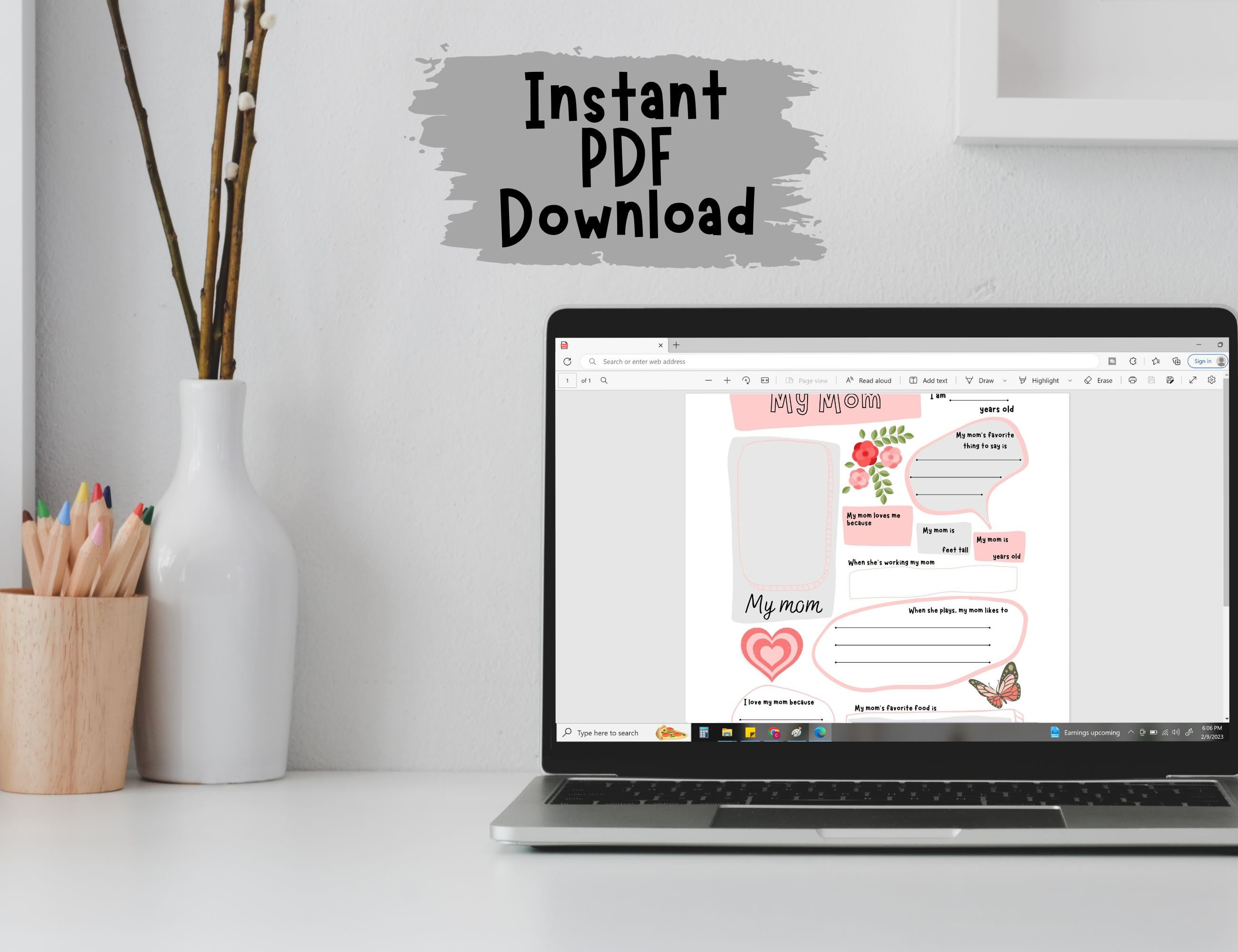 All About Mom, Printable Mother's Day Gift, DIY Present for Mom, Mother ...