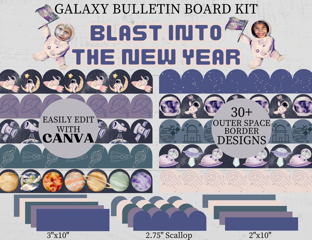 Classroom Bulletin Board Border Kit, Printable Boho Outer Space ...