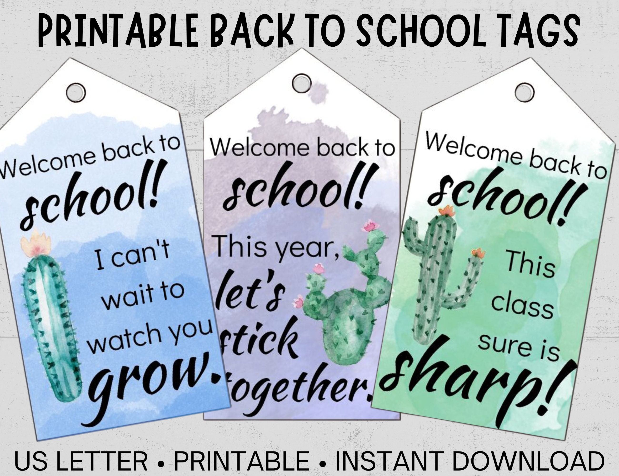 Cactus Succulent Back to School Gift Tags, Bookmark to Start the School ...