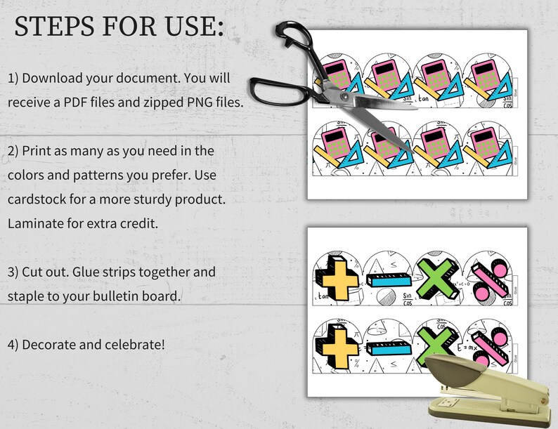 Math Classroom Bulletin Board Border Kit, Printable Retro Math ...