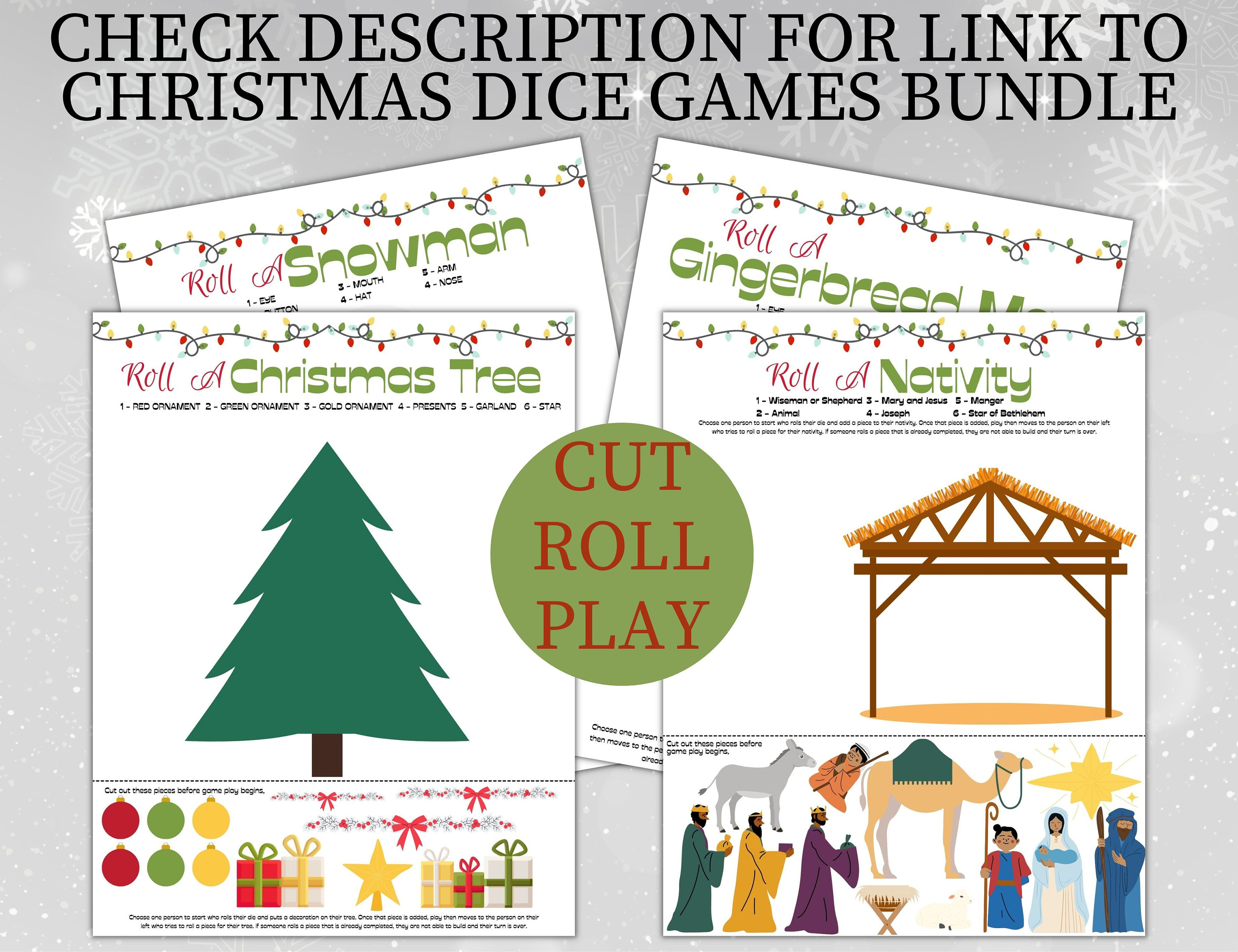 Printable Christmas Dice Game, Roll A Gingerbread Holiday Activity ...