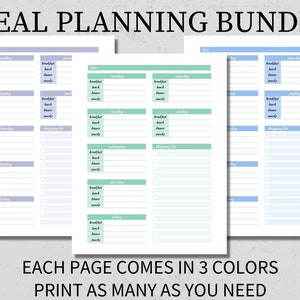 Watercolor Cactus Meal Planner, Meal Planning Bundle, Weekly Meal ...